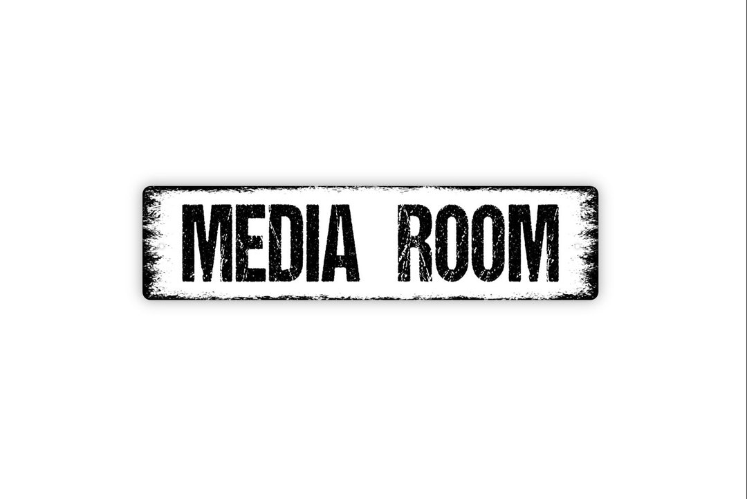 Media Room Sign - Rustic Metal Street Sign or Door Name Plate Plaque - Etsy