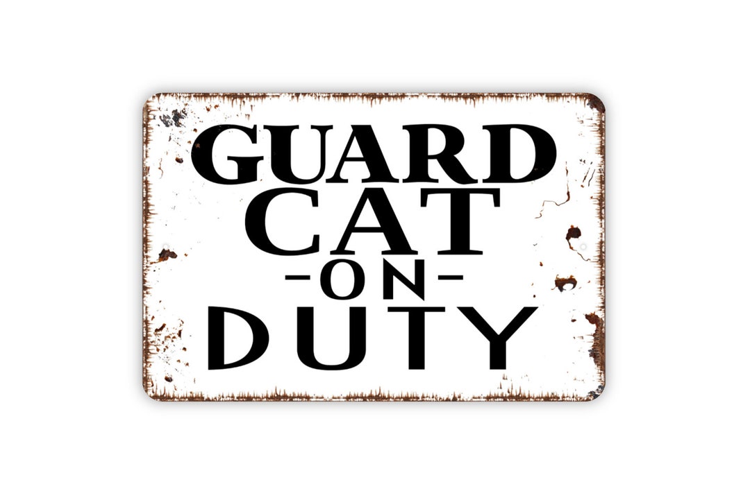 Guard Cat on Duty Sign - Funny Metal Indoor or Outdoor Wall Art - Etsy