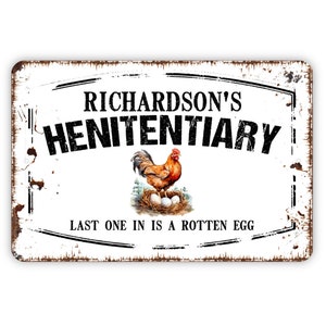 Personalized Henitentiary Sign - Custom Your Name Hen House Chicken ...