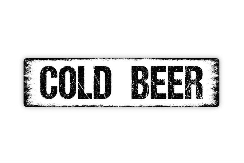 Cold Beer Sign | Metal Bar Wall Decor for Garage, Man Cave, Home Bar ...