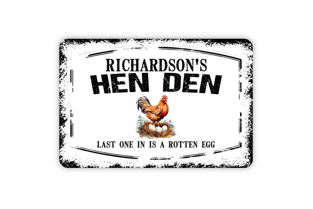 Personalized Hen Den Sign | Custom Chicken Coop Farm Decor | Metal Sign ...