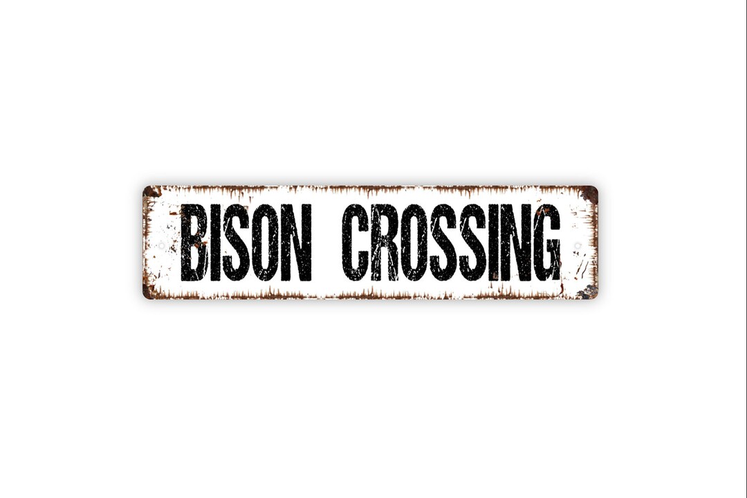 Bison Crossing Sign, Funny Buffalo Ranch Metal Sign, Farmhouse Style ...