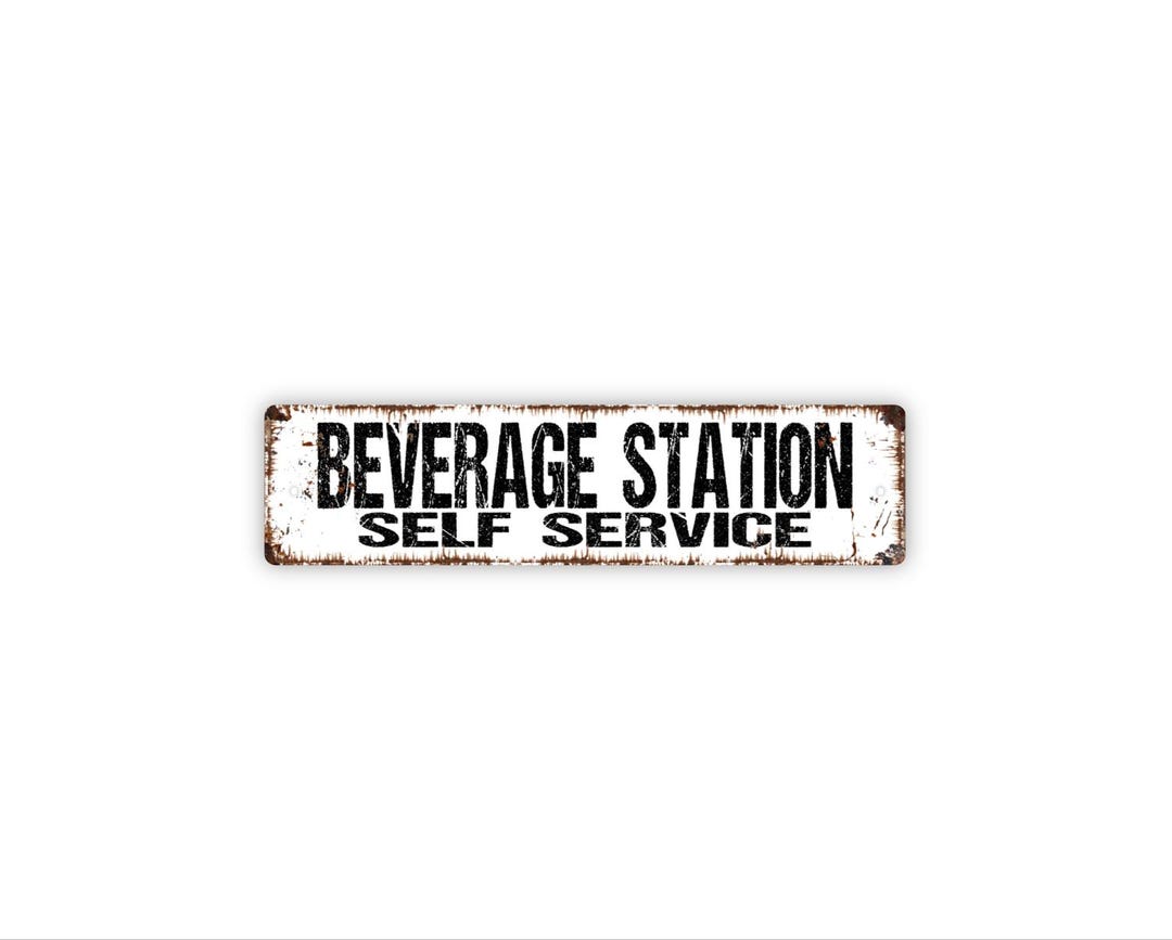 Beverage Station Self Service Sign | Metal Drink Station Wall Decor for ...