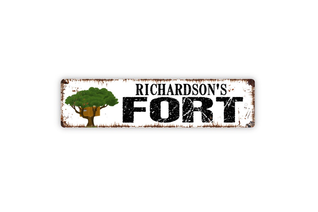 Personalized Fort With Tree Sign - Rustic Metal Street Sign or Door ...