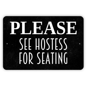 Please See Hostess for Seating Sign - Restaurant Bar Event Venue Metal ...