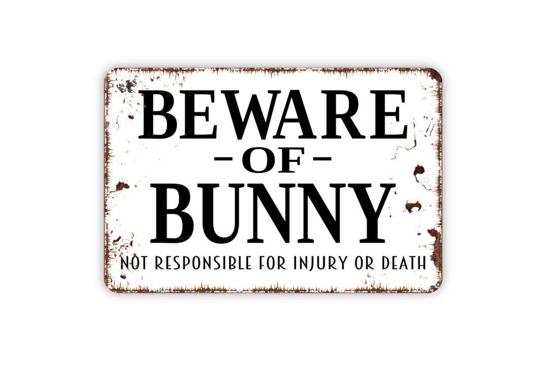 Beware of Bunny Sign - Funny Rabbit Metal Indoor or Outdoor Wall Art - Etsy