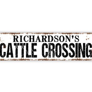 Personalized Cattle Crossing Sign, Custom Metal Sign, Rustic Street ...