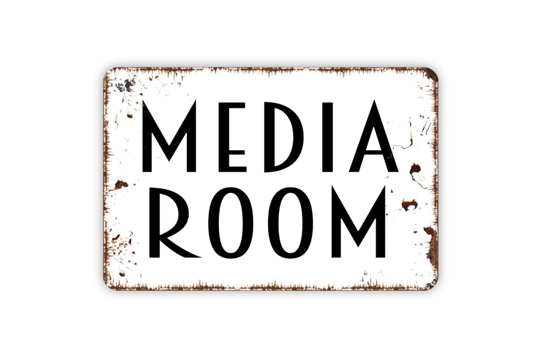 Media Room Sign, Metal Sign, Farmhouse Contemporary Modern Wall Metal ...