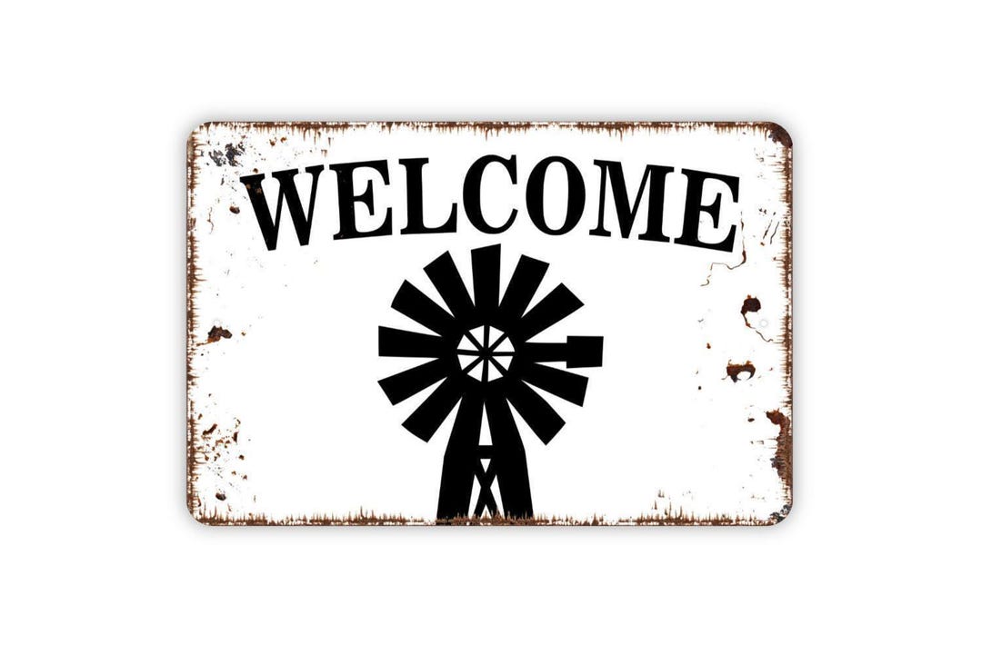 Windmill Welcome Sign - Farmhouse Ranch - Metal Sign or Canvas Wall Art ...