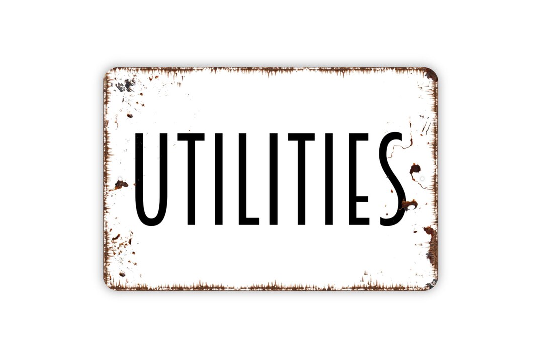 Utilities Sign, Metal Sign, Farmhouse Contemporary Modern Wall Metal ...