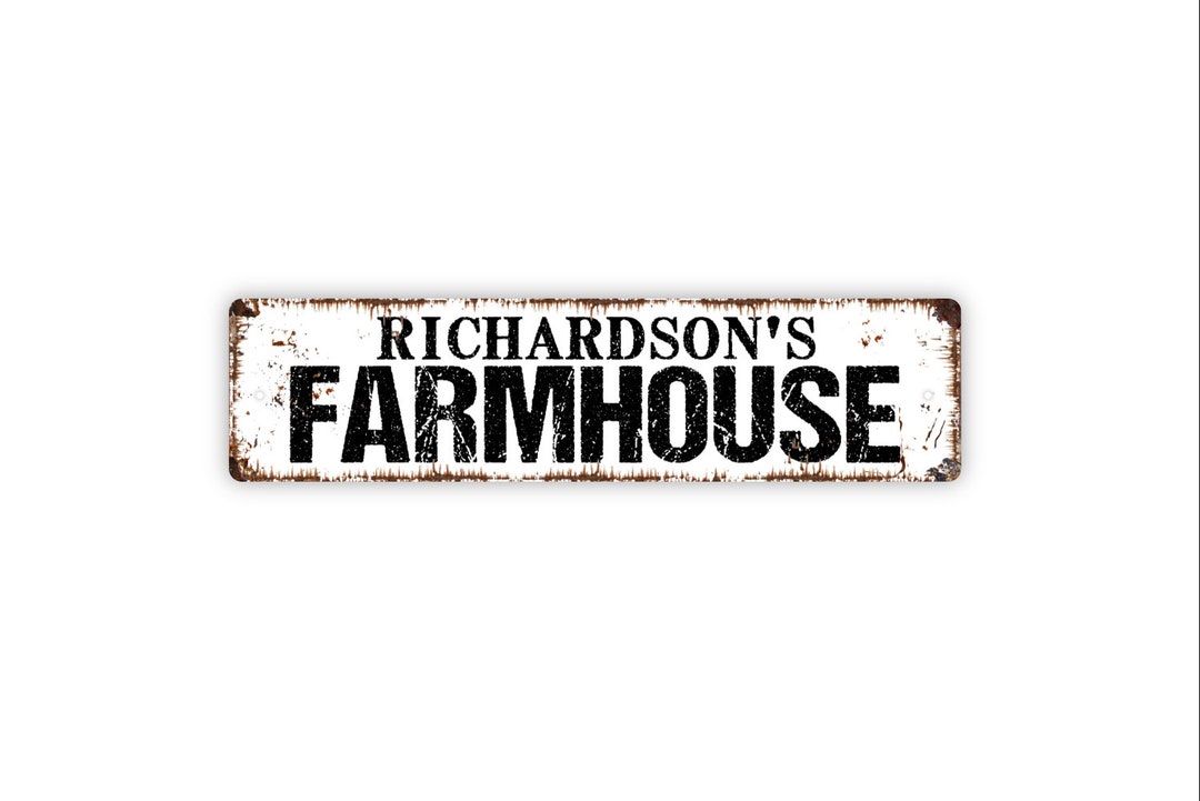 Personalized Farmhouse Sign, Custom Metal Sign, Rustic Street Sign or ...