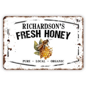 Personalized Fresh Honey Sign - Custom Apiary Honey Bee Metal Wall Art ...