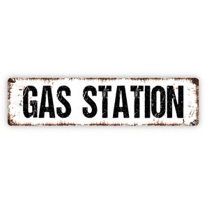 Gas Station Sign - Garage Workshop Self Service Rustic Street Metal ...