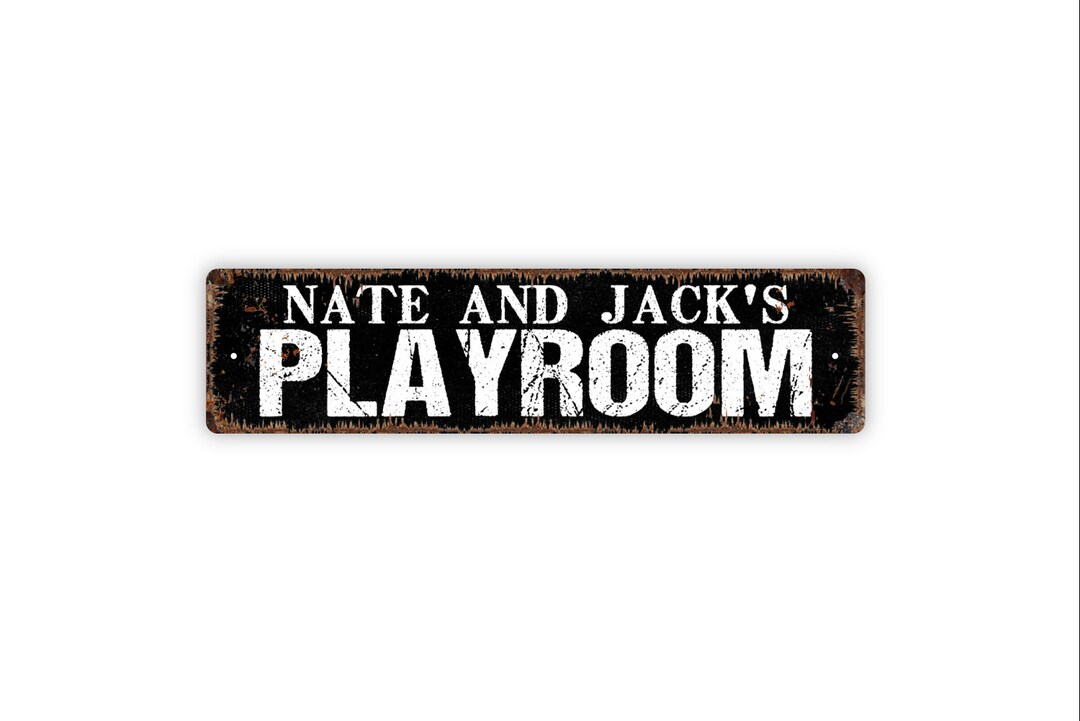 Personalized Playroom Sign, Custom Metal Sign, Rustic Street Sign or ...