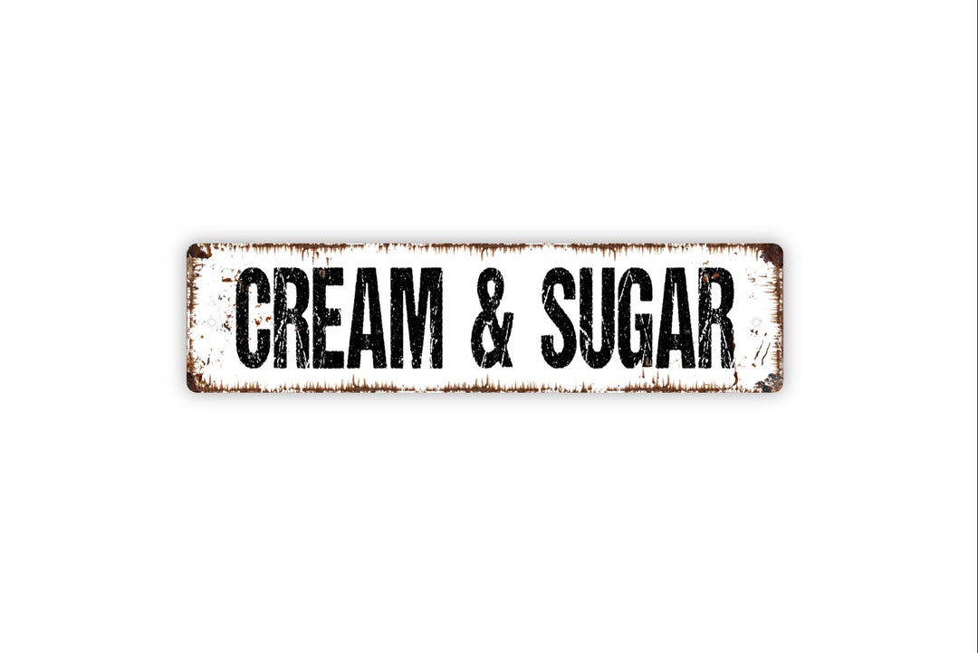 Cream & Sugar Sign - Coffee Bar Coffeehouse Kitchen Pantry Rustic ...