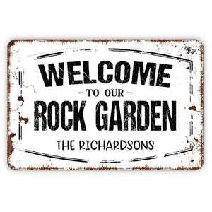 Personalized Welcome to Our Rock Garden Sign, Custom Garden Name Wall ...