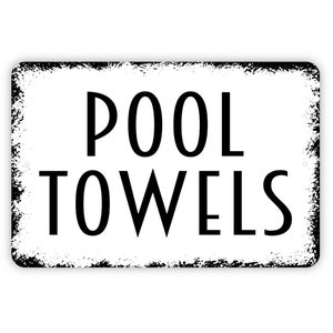 Pool Towels Sign - Swimming Pool House Metal Wall Art - Indoor or ...