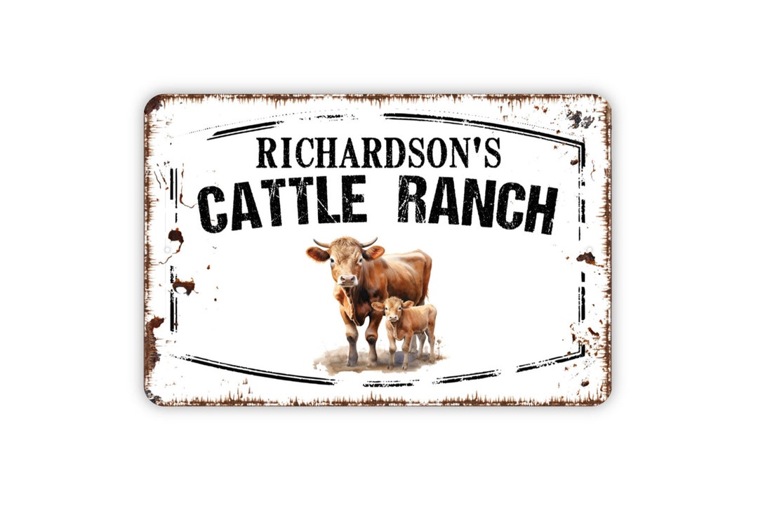 Personalized Cattle Ranch Sign - Custom Farm Cow Farmer Metal Wall Art ...