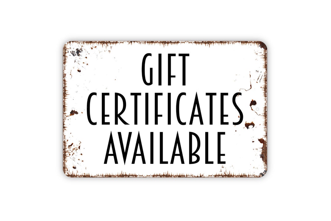 Gift Certificates Available Sign, Metal Sign, Custom Farmhouse Kitchen ...