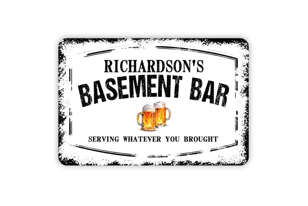 Personalized Basement Bar Sign - Custom Man Cave Metal Wall Art Indoor ...