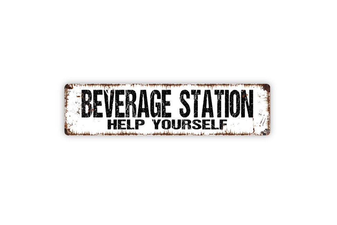 Beverage Station Help Yourself Sign Drinks Hot Cold Soda Tea Coffee ...
