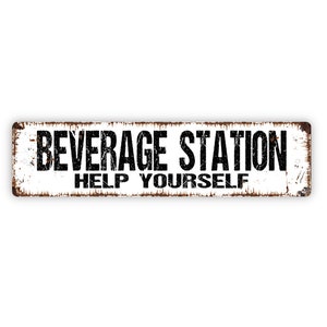 Beverage Station Help Yourself Sign - Drinks Hot Cold Soda Tea Coffee ...