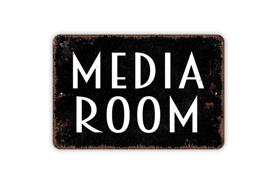 Media Room Sign | Home Theater Movie Cinema Wall Decor | Metal Sign or ...