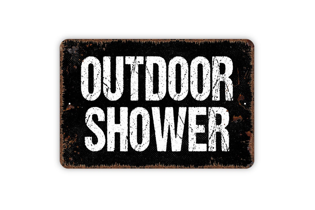 Outdoor Shower Sign - Rinse off Station Pool House Beach Metal Sign ...