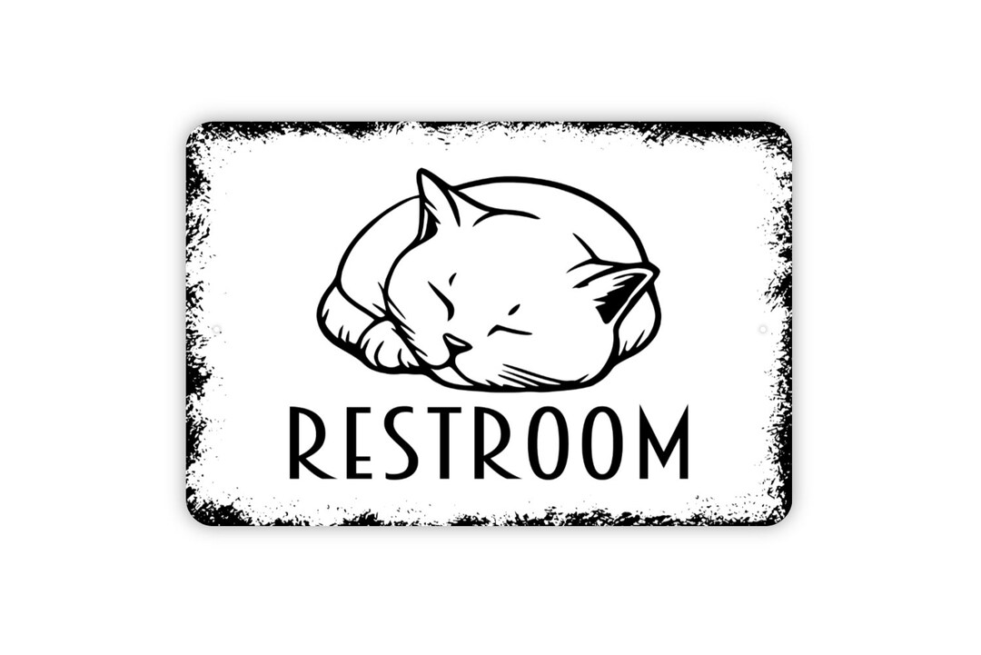 The Cat Restroom Sign - the Cat House Litter Box Funny Bathroom Metal ...