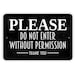 Please Do Not Enter Without Permission Sign | Security Warning Wall ...