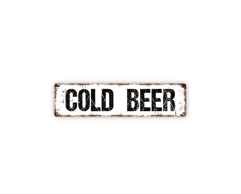 Cold Beer Sign | Metal Bar Wall Decor for Garage, Man Cave, Home Bar ...