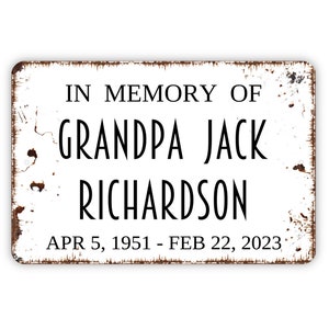 Personalized in Memory of Sign - Custom Memorial Metal Indoor or ...