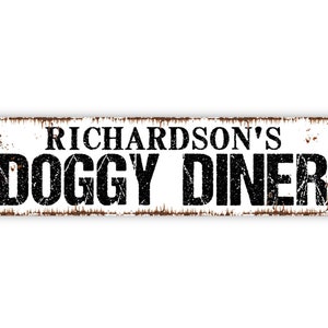 Personalized Doggy Diner Sign, Custom Metal Sign, Rustic Street Sign or ...