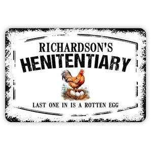Personalized Henitentiary Sign - Custom Your Name Hen House Chicken ...