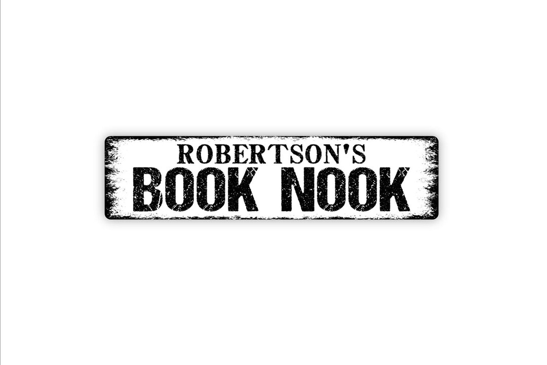 Personalized Book Nook Sign - Library Reading Corner Rustic Street ...