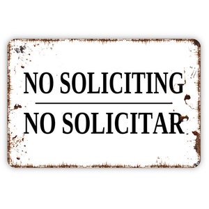No Soliciting Sign - No Solicitar - Front Door Business Office Home No ...