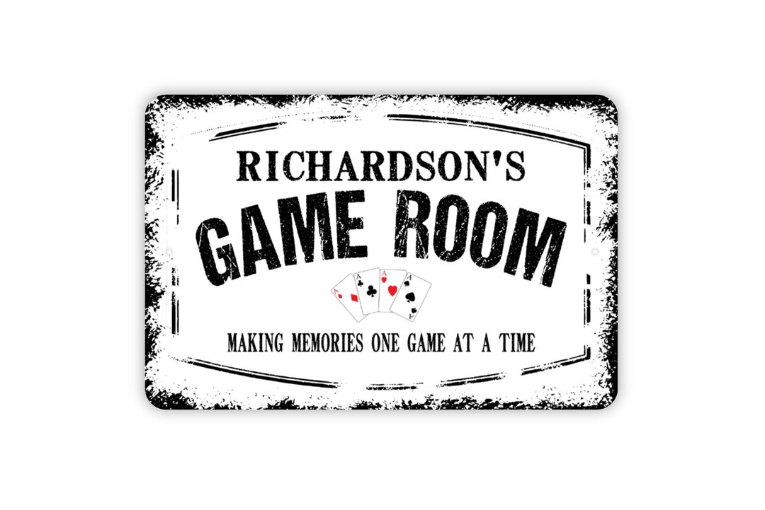 Personalized Game Room Sign - Custom Man Cave Poker Card Games Metal ...
