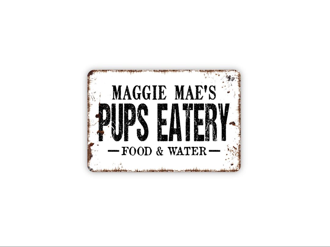 Personalized Pups Eatery Sign, Custom Dog Feeding Station Wall Art, Pet ...