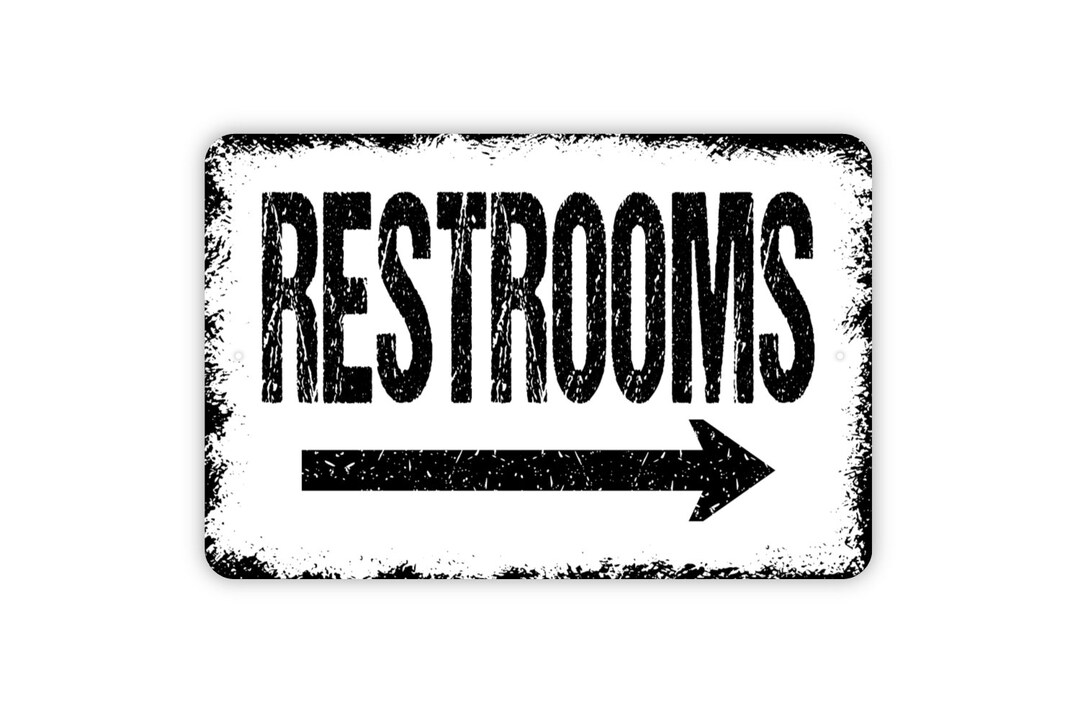 Restrooms Sign With Right or Left Arrow Sign - Bathroom Metal Wall Art ...