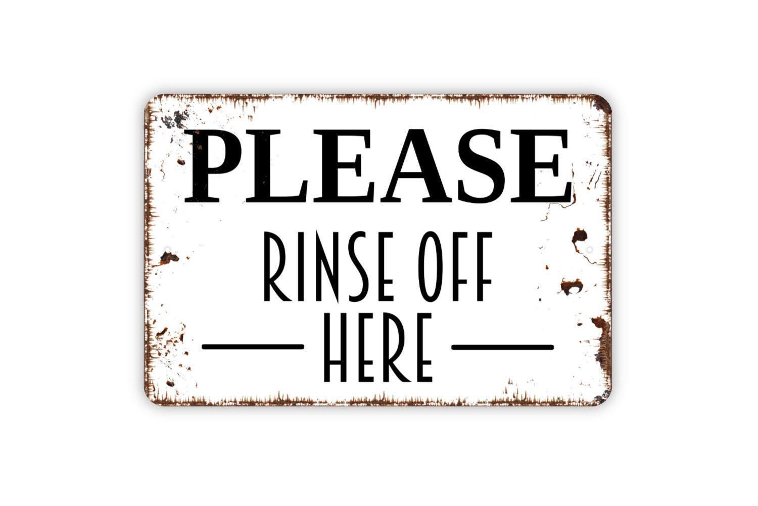 Please Rinse off Here Sign - Beach Sand Swimming Pool Hot Tub Spa Metal ...