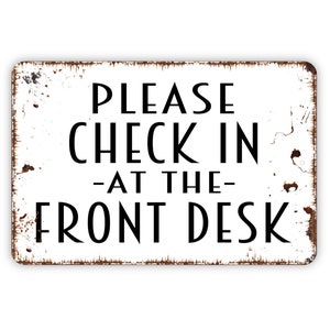 Please Check in at the Front Desk Sign - Metal Sign, Farmhouse ...