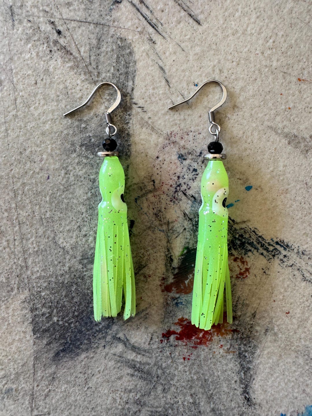 Neon Yellow Glow Fishing Lure Earrings - Etsy