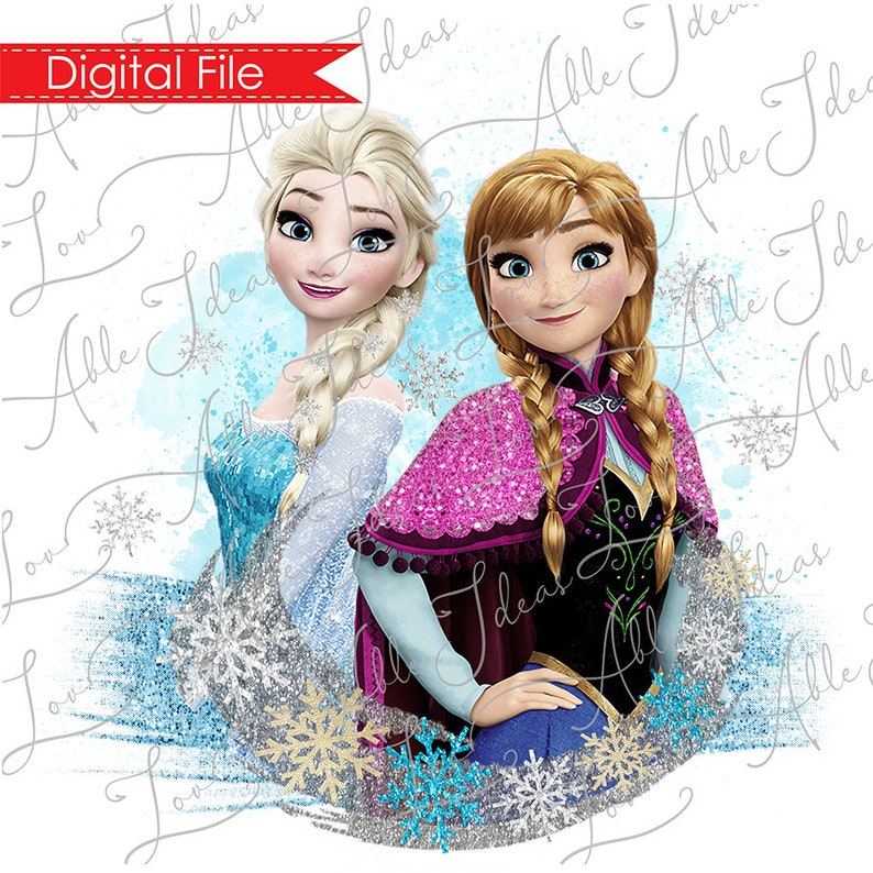 Elsa and Anna Frozen Digital Design PNG File for Sublimation & - Etsy