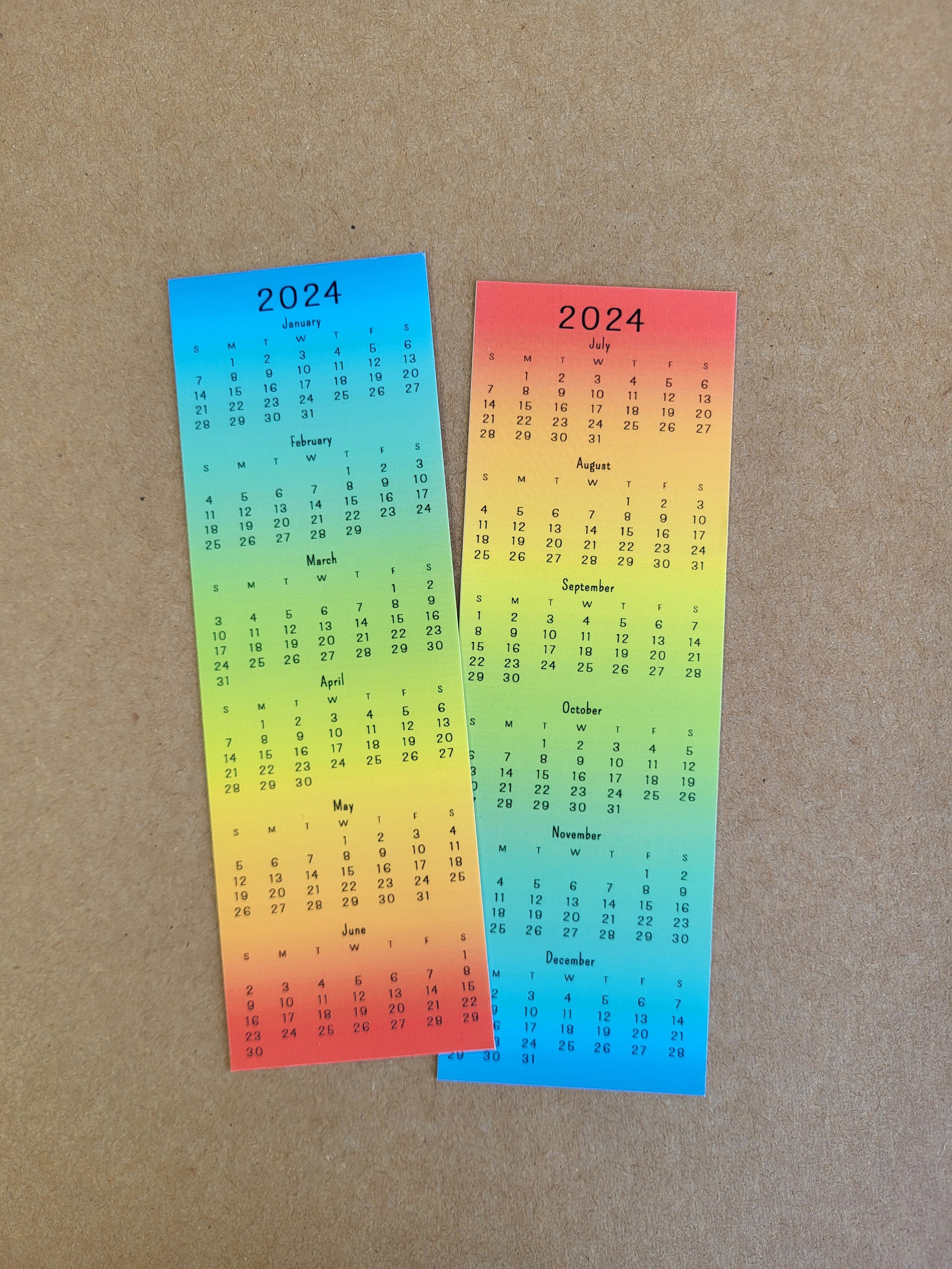2x6 Double-sided Calendar Bookmark 2024 Sunset - Etsy