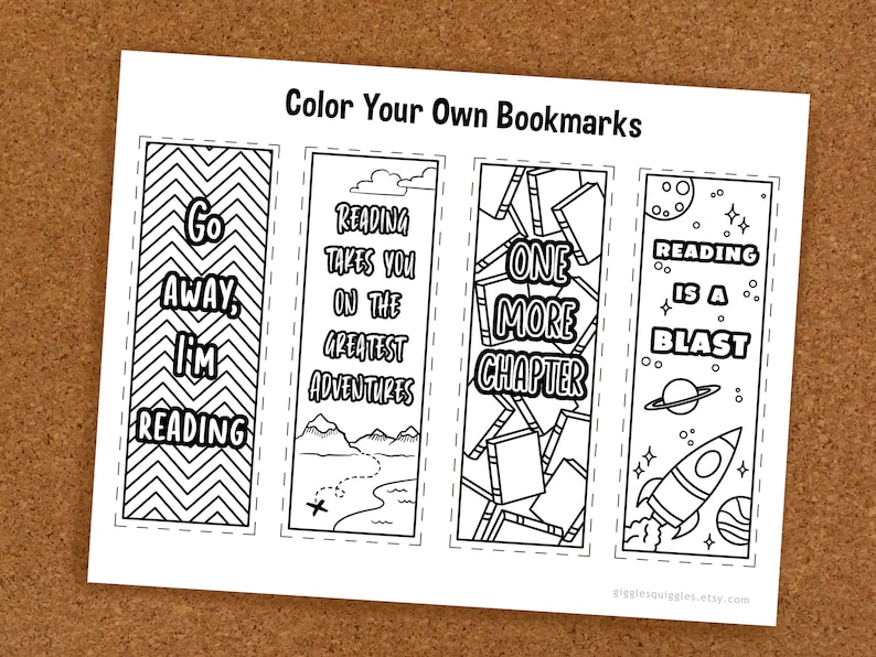 Printable Color Your Own Bookmarks - Instant Download - Etsy