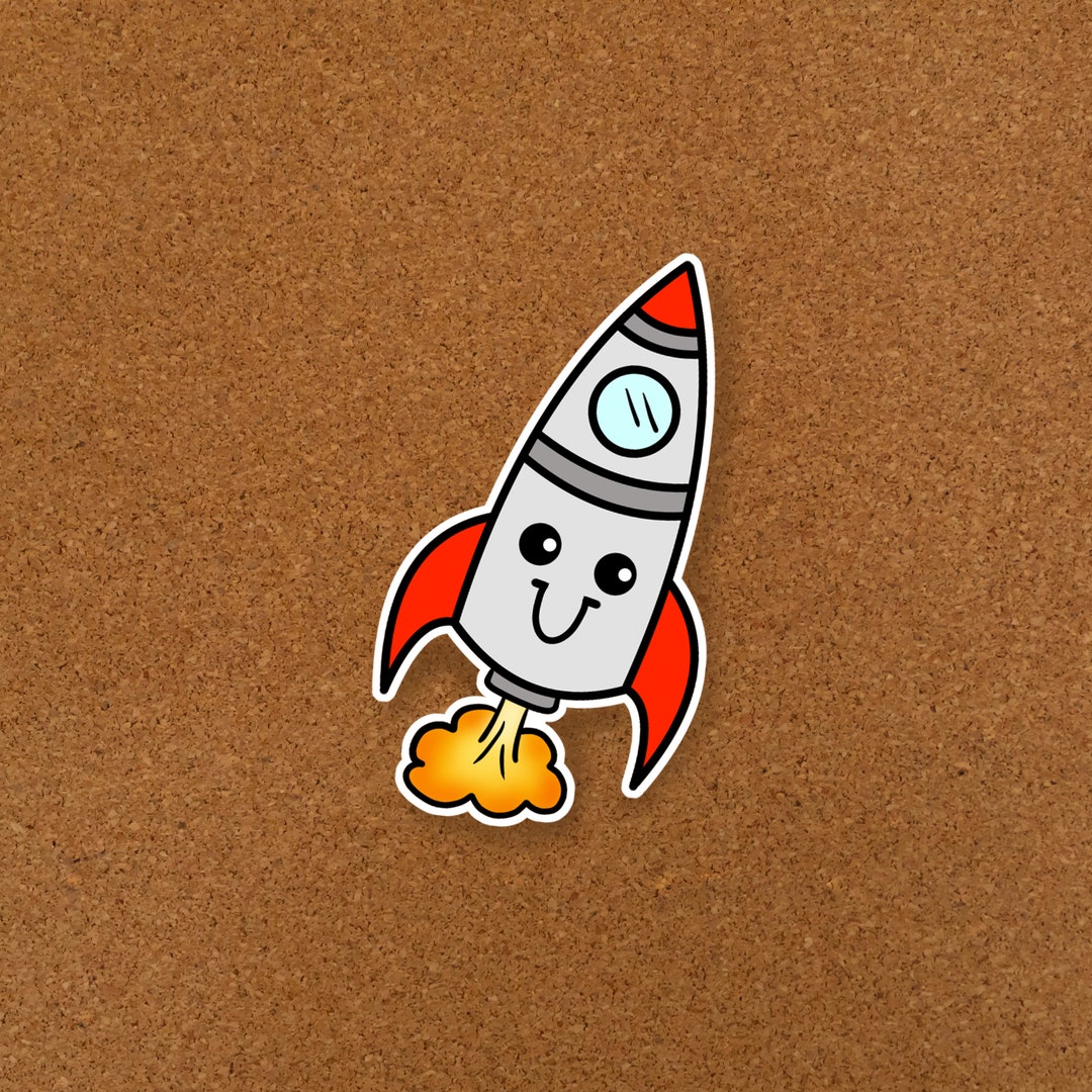 Handmade Original Weatherproof Kawaii Sticker Rocketship - Etsy