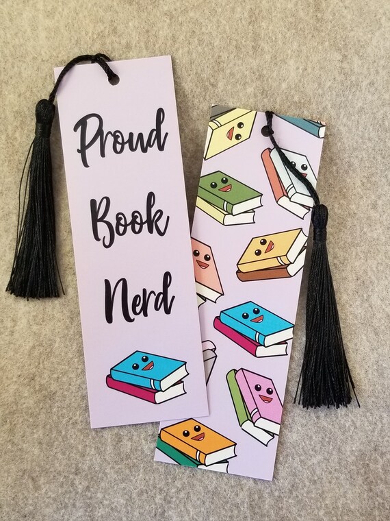 2x6 Double-sided Bookmark With Tassel Proud Book Nerd | Etsy UK