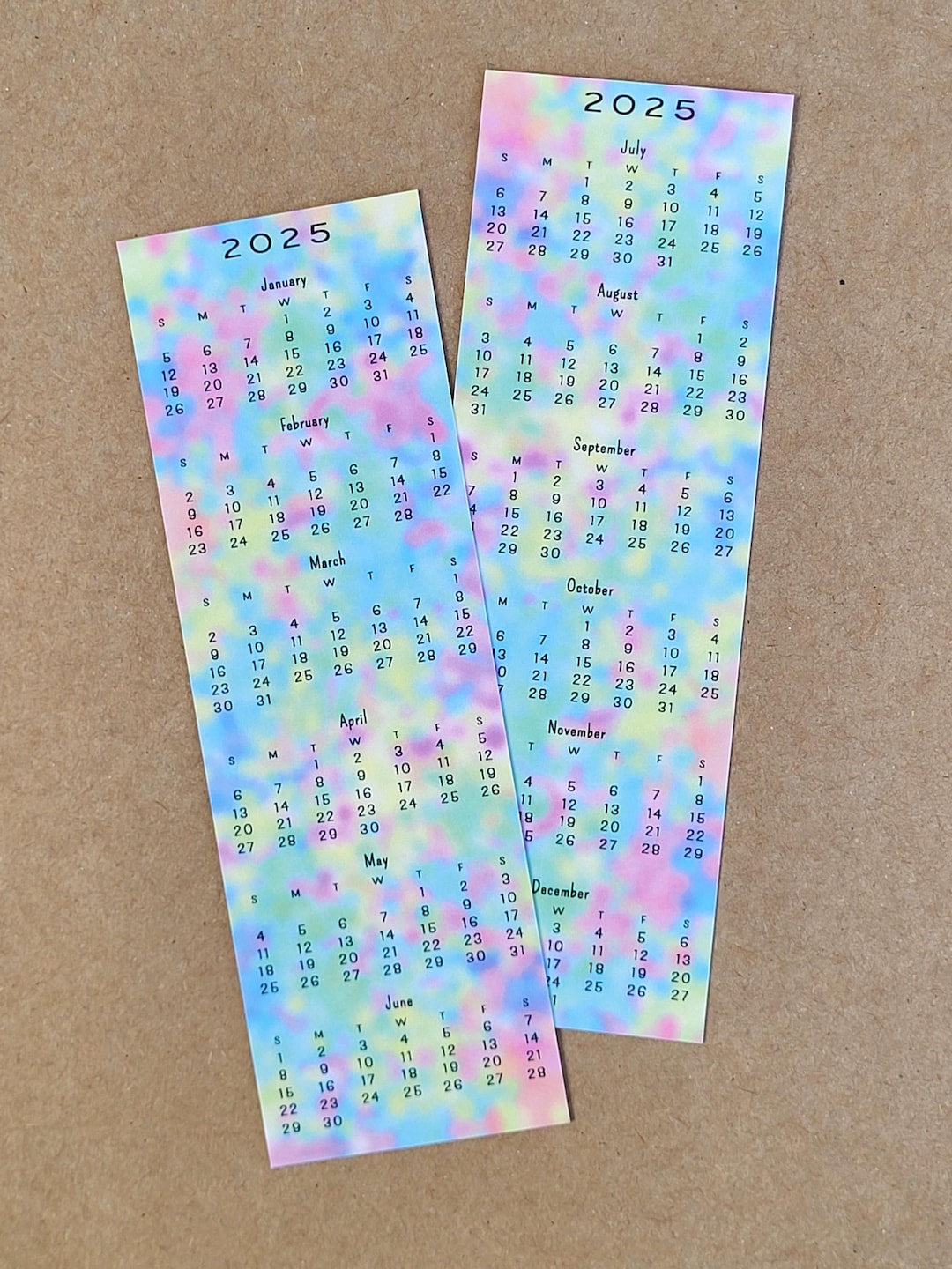 2x6" Double-sided Calendar Bookmark - 2025 Tie Dye - Etsy
