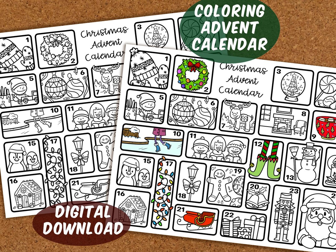 Printable Color Your Own Christmas Advent Calendar - Instant Download ...