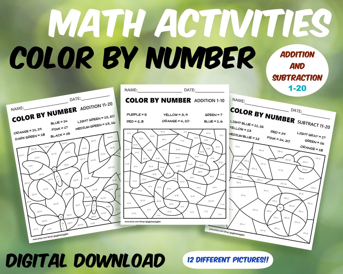 Math Activities - Printable - Color by Number - Etsy